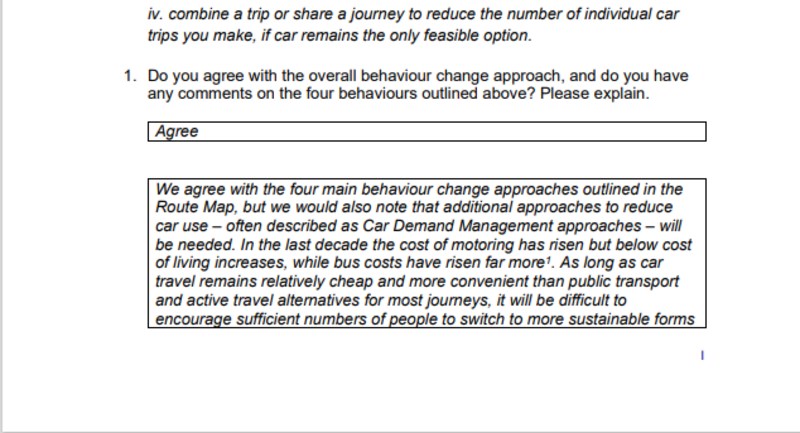 GCPH Response - Consultation on the 20% Reduction in Car Km Route Map