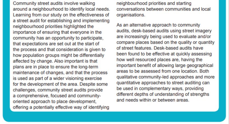 BP 47: Using street audit approaches to determine neighbourhood priorities